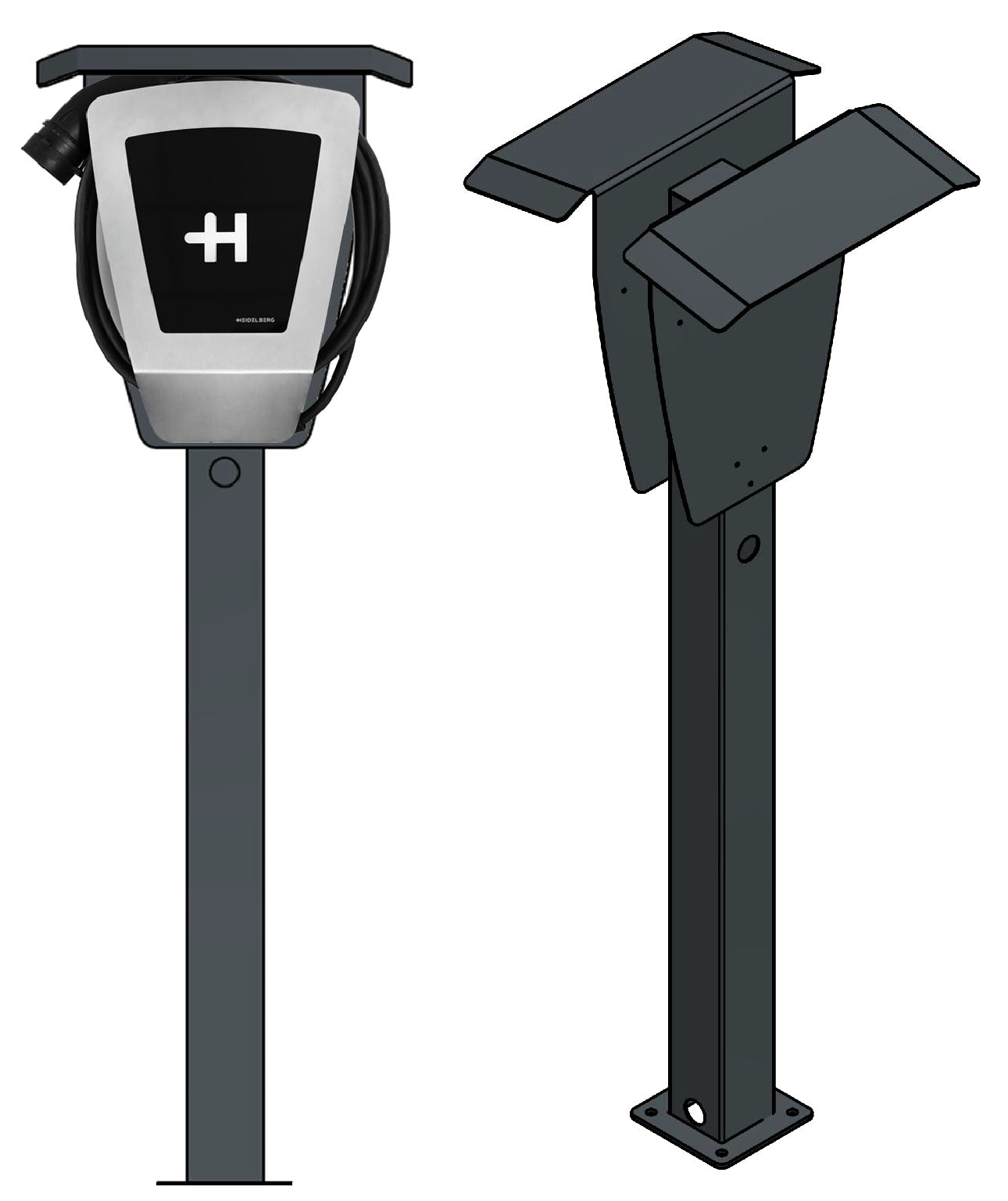 Charging station for Heidelberg Wallbox - stand - base - with roof and ...